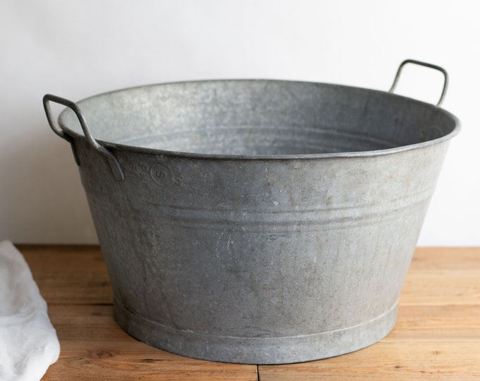 Zinc Wash Bowl Galvanized Metal Wash Basin Handled Wash Tub - Etsy