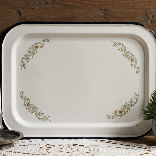 Floral Enamel Tray - Etsy