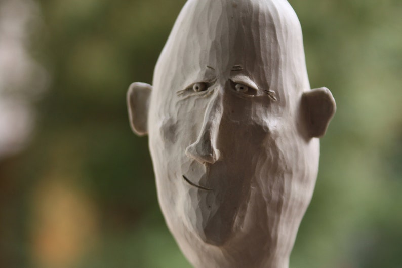Character Head, Bust, Ceramic Sculpture, Hand-formed and Carved, Frost ...