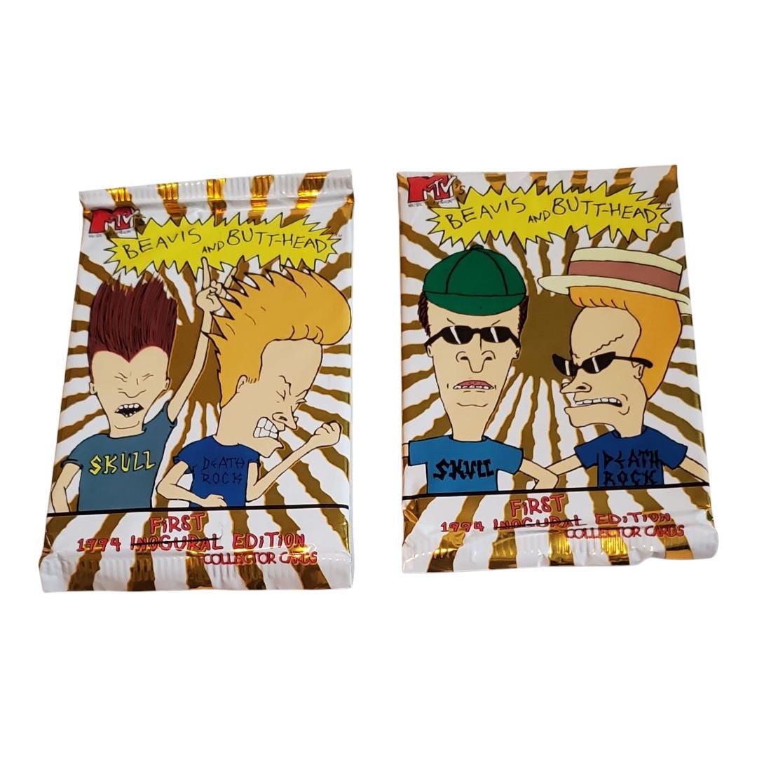 2 Sealed 1994 Beavis and Butt-head Collector Card Packs - MTV Vintage ...