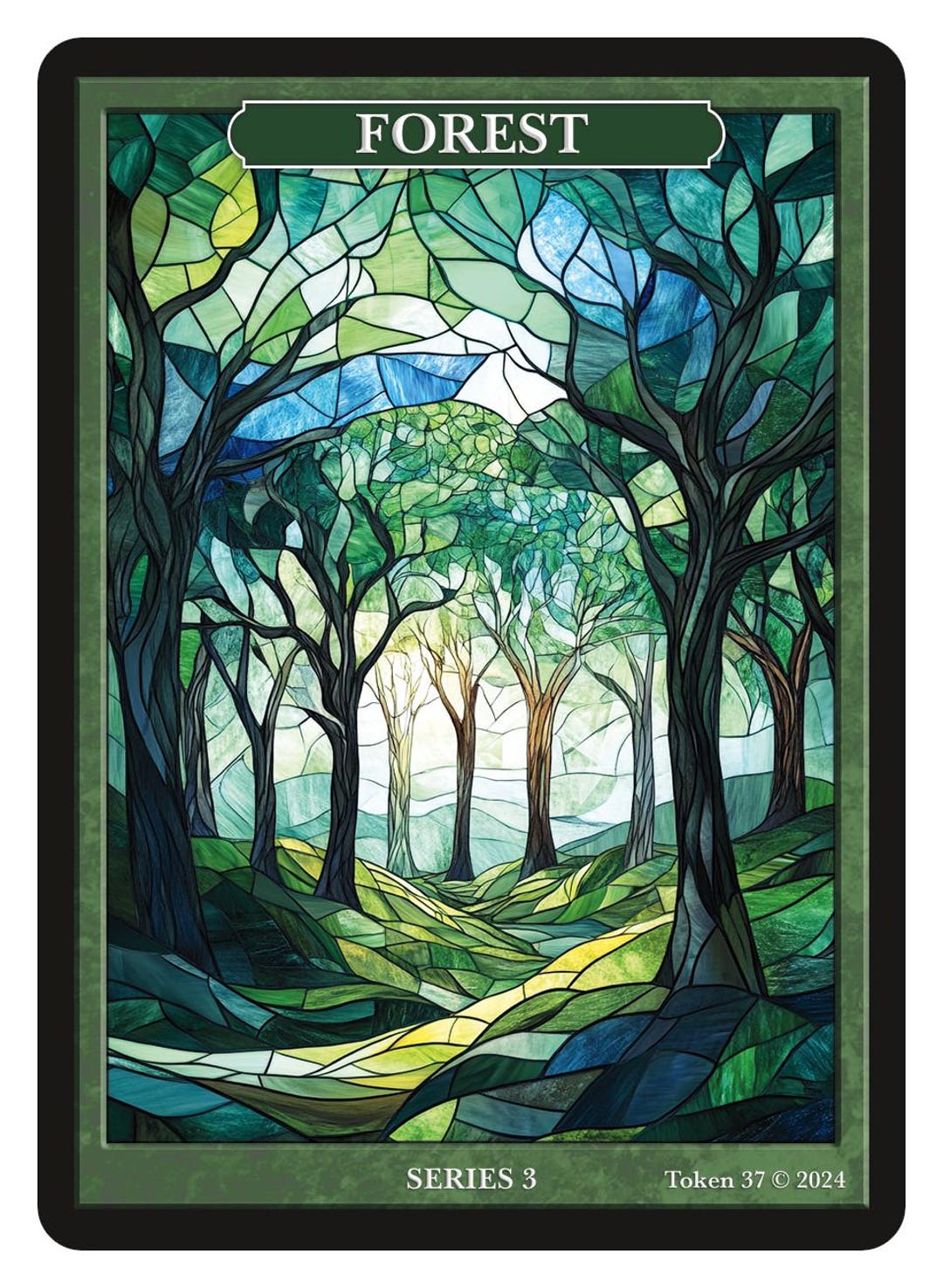 Forest Token STAINED GLASS SERIES 3 Magic the Gathering Givememana's ...