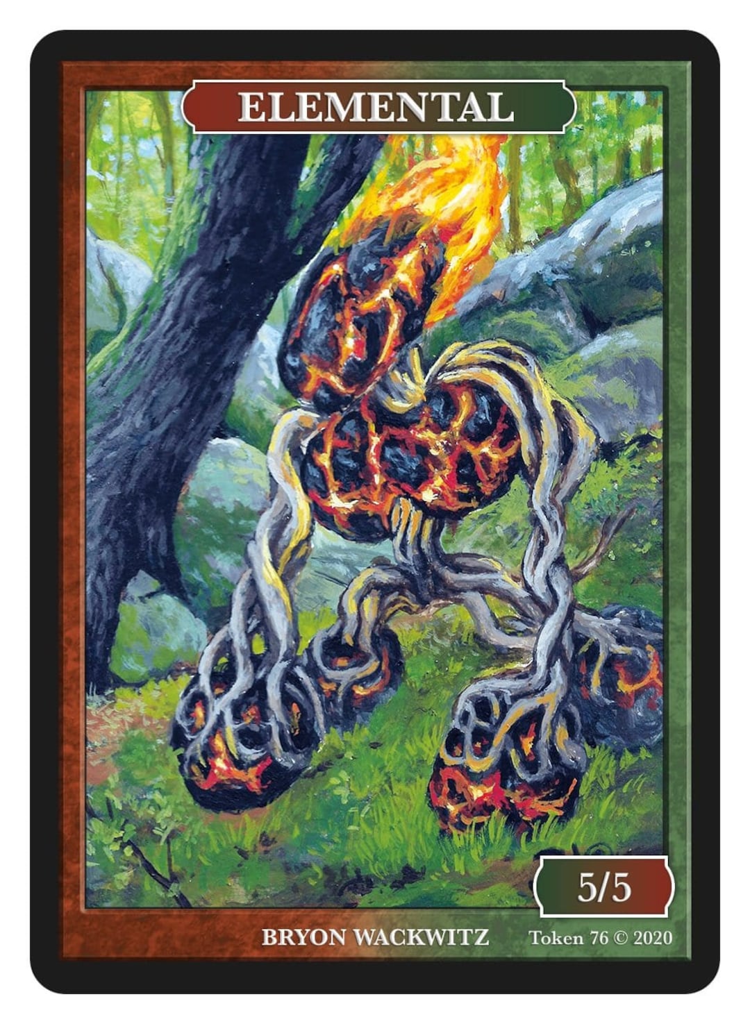 Elemental Red Green 5/5 Token Art by Bryon Wackwitz Magic the Gathering ...