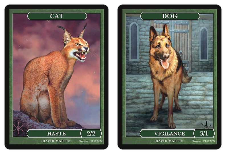 Dog & Cat Tokens Art by David Martin Magic the Gathering - Etsy