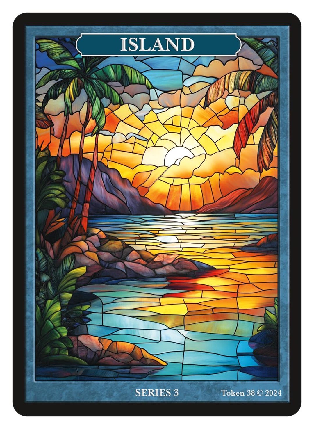 Island Token STAINED GLASS SERIES 3 Magic the Gathering Givememana's ...