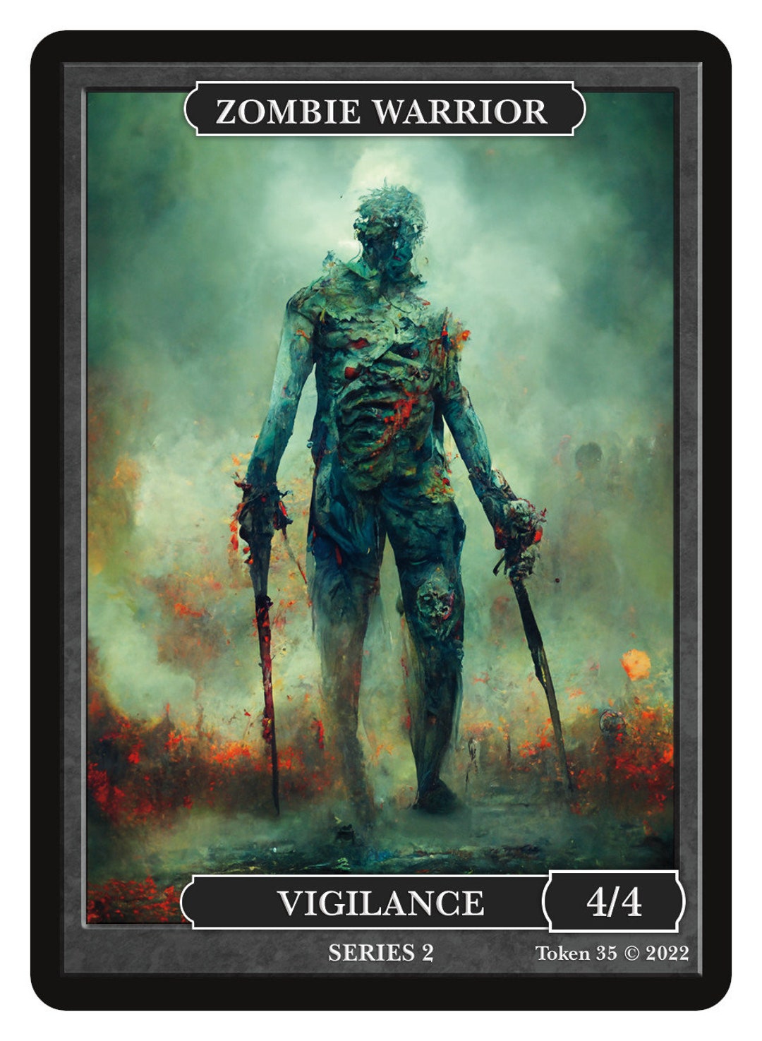 Zombie Warrior 4/4 Token Series 2 of Givememana's Tokens Magic the ...
