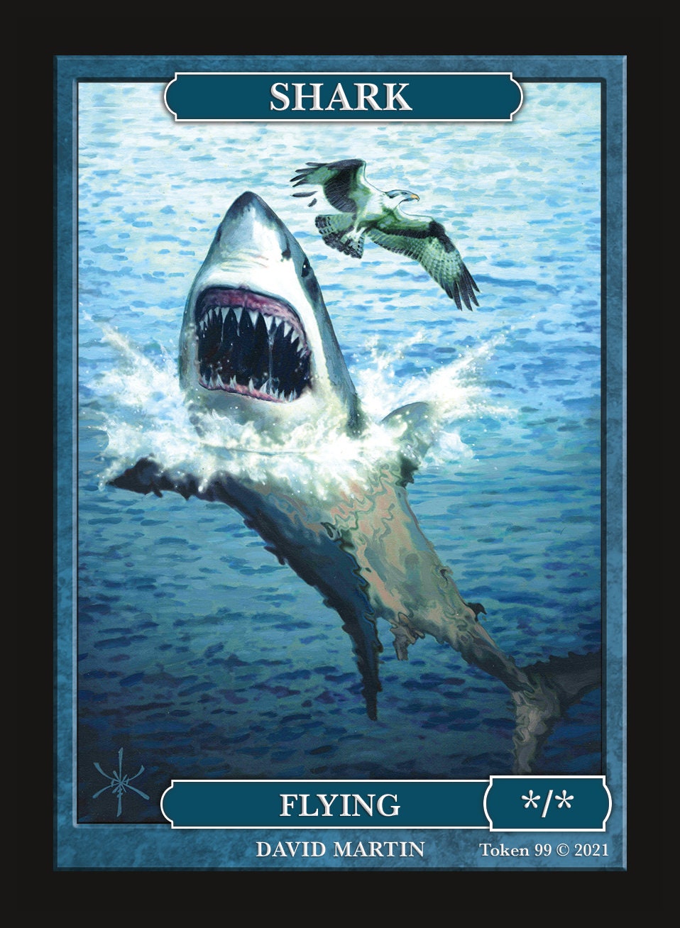 Shark Token Art por David Martin Magic the Gathering | Etsy