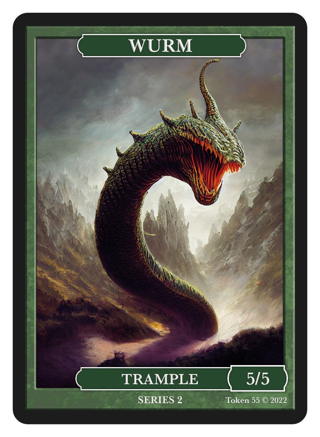 Wurm Token 5/5 Trample Series 2 of Givememana's Tokens Magic the ...