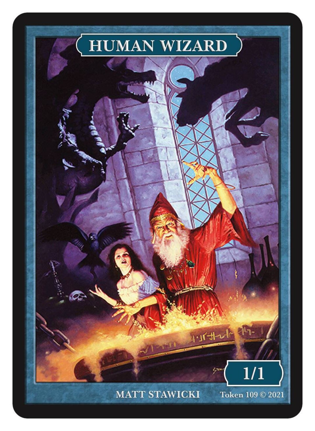 Human Wizard 1/1 Token, Art by Matt Stawicki Magic the Gathering ...