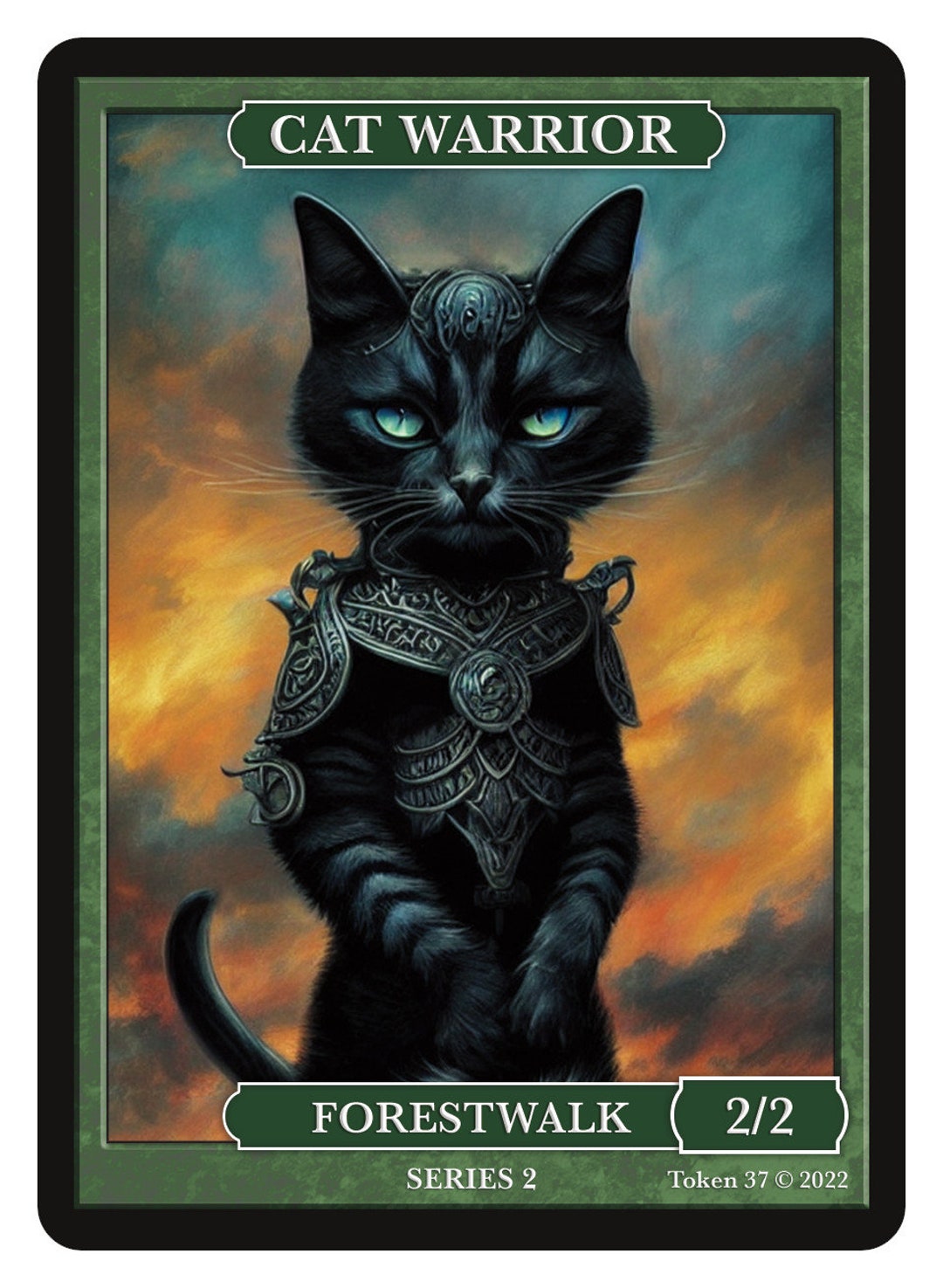 Cat Warrior 2/2 Token Series 2 of Givememana's Tokens Magic the ...