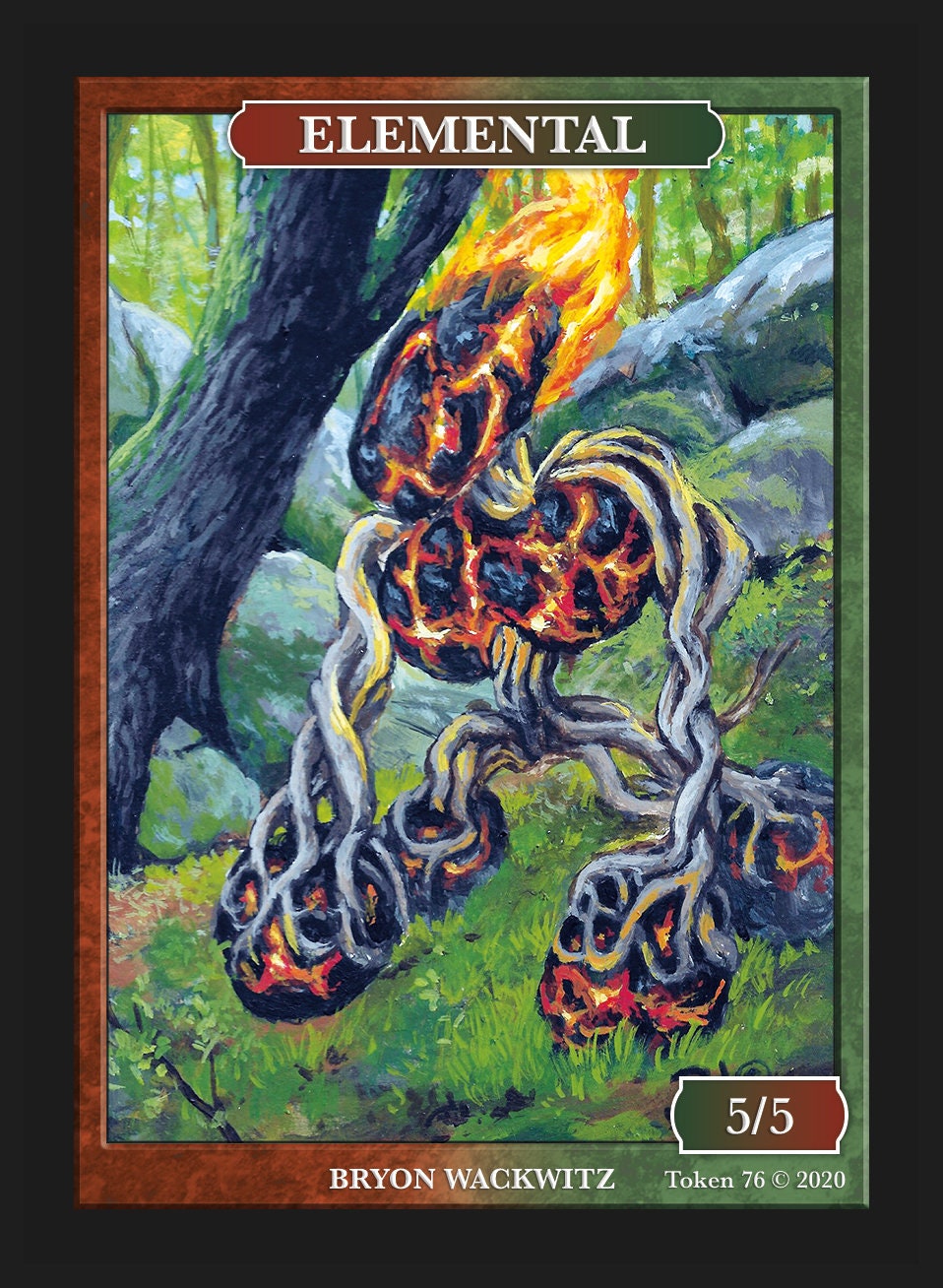 Elemental Red Green 5/5 Token Art by Bryon Wackwitz Magic the | Etsy