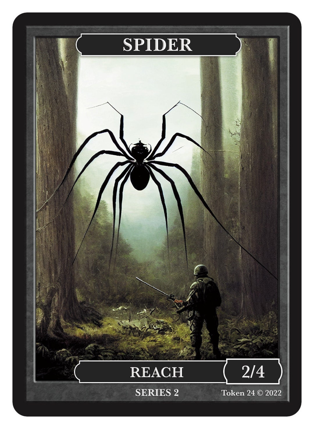 Spider 2/4 Black Token Series 2 of Givememana's Tokens Magic the ...