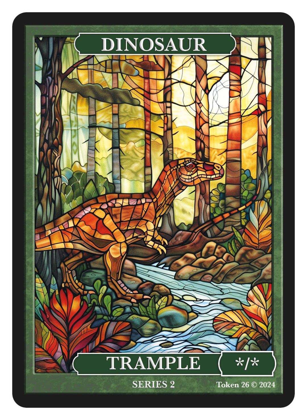 Dinosaur Token STAINED GLASS SERIES 3 Magic the Gathering Givememana's ...