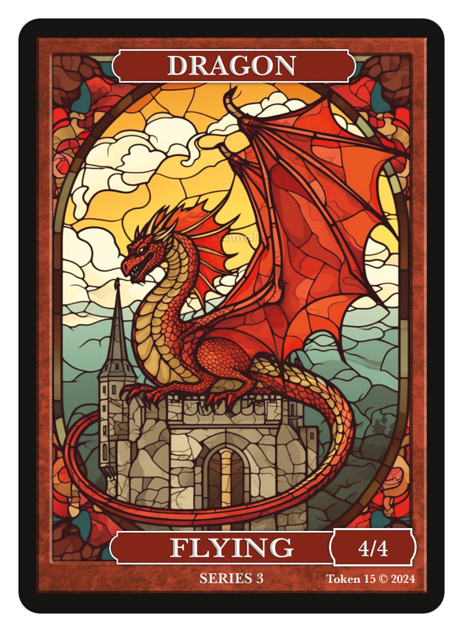 Dragon Token Stained Glass Series 3 Magic the Gathering Givememana's ...