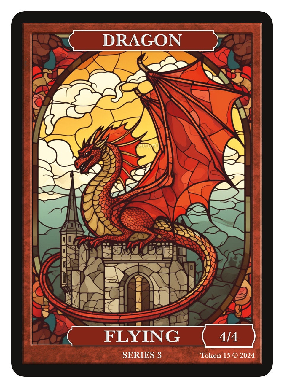 Dragon Token Stained Glass Series 3 Magic the Gathering Givememana's ...