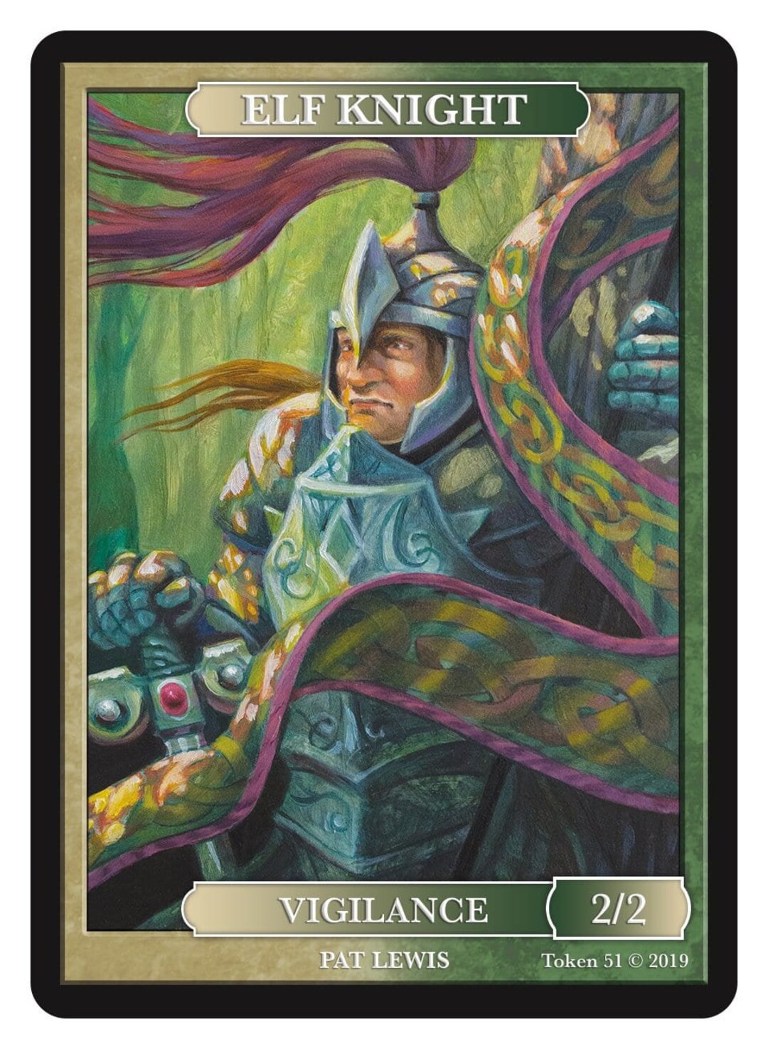 Elf Knight Token, Art by Pat Lewis Magic the Gathering Givememana's ...