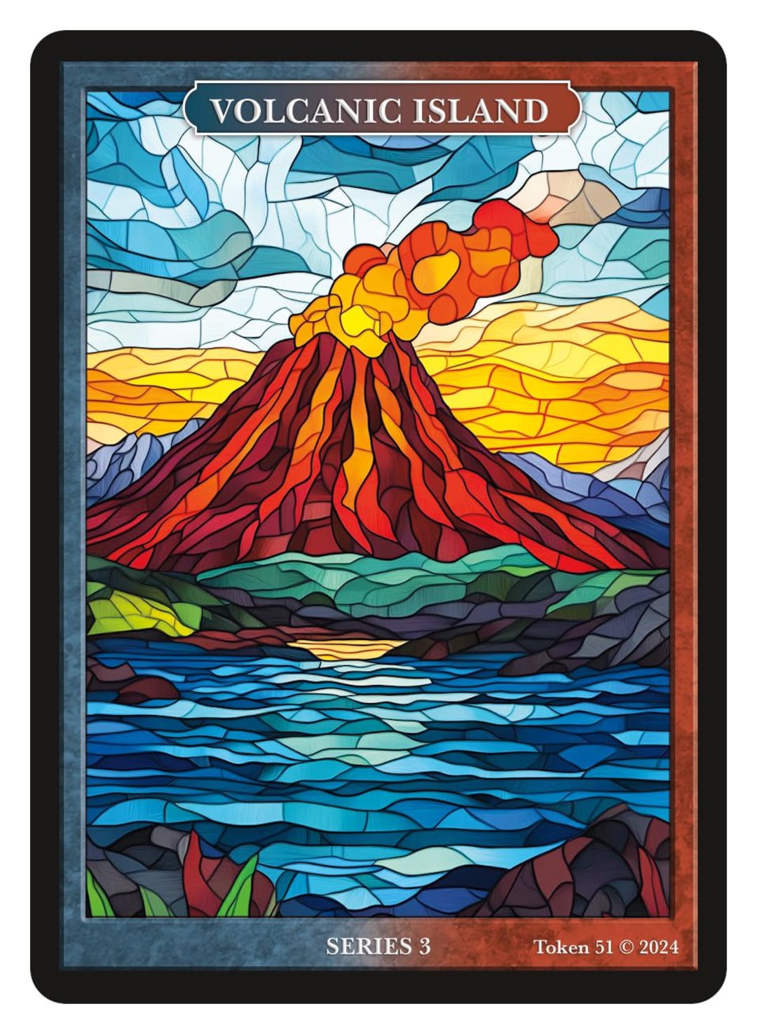 Volcanic Island Token STAINED GLASS SERIES 3 Magic the Gathering ...