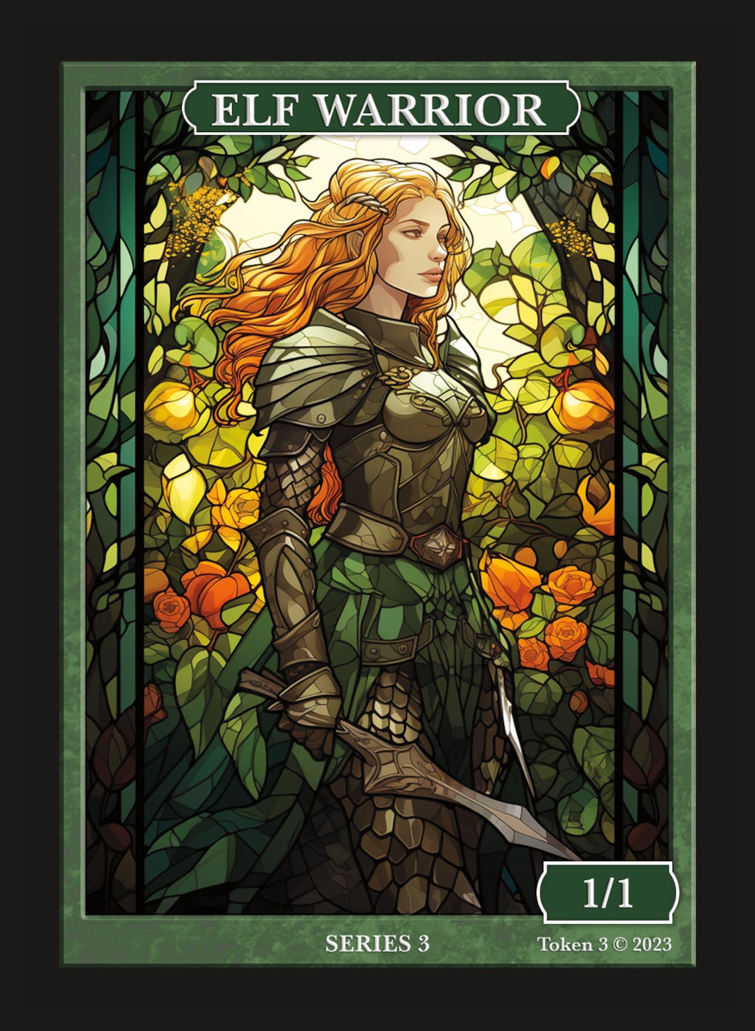 Elf Warrior Token STAINED GLASS SERIES 3 Magic the Gathering Givememana ...