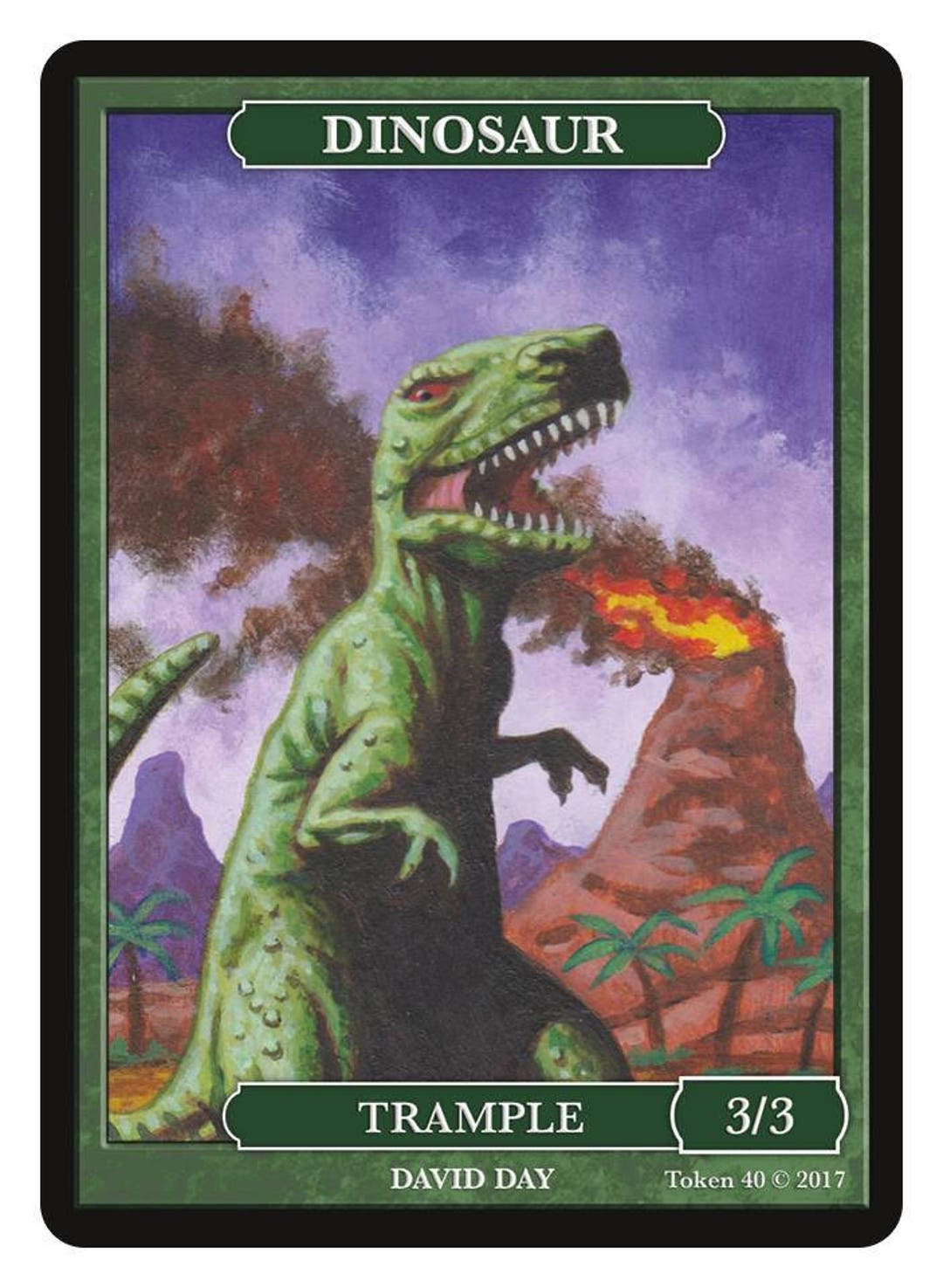Dinosaur Token, Art by David Day Magic the Gathering Givememana's ...