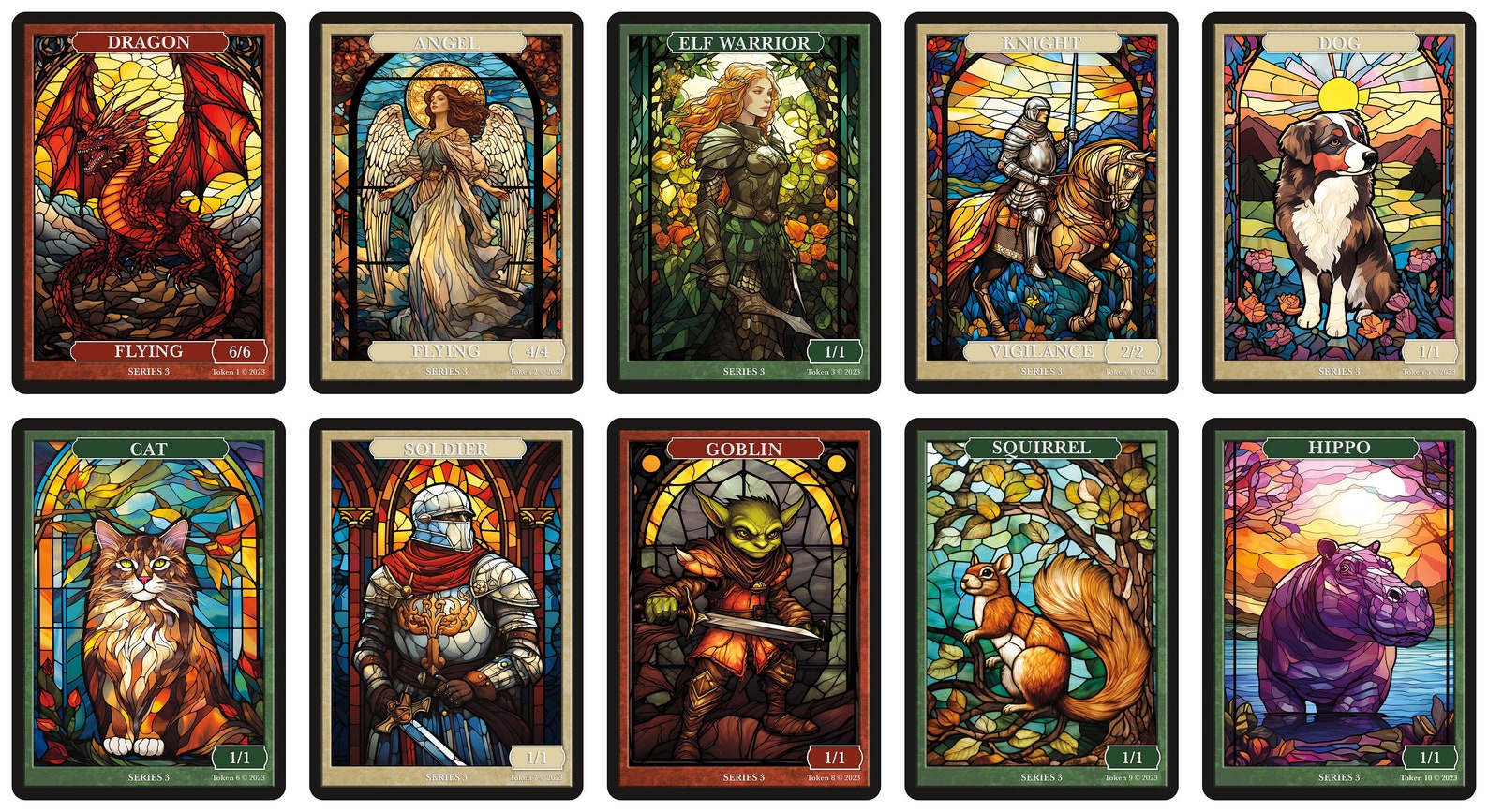 10 STAINED GLASS SERIES 3 Tokens Magic the Gathering Givememana's ...