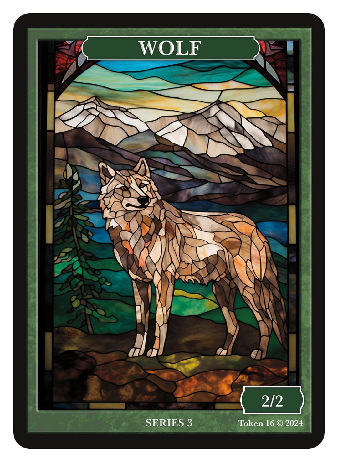 Wolf Token Stained Glass Series 3 Magic the Gathering Givememana's ...