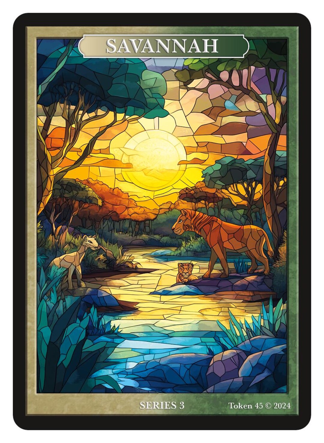 Savannah Token STAINED GLASS SERIES 3 Magic the Gathering Givememana's ...