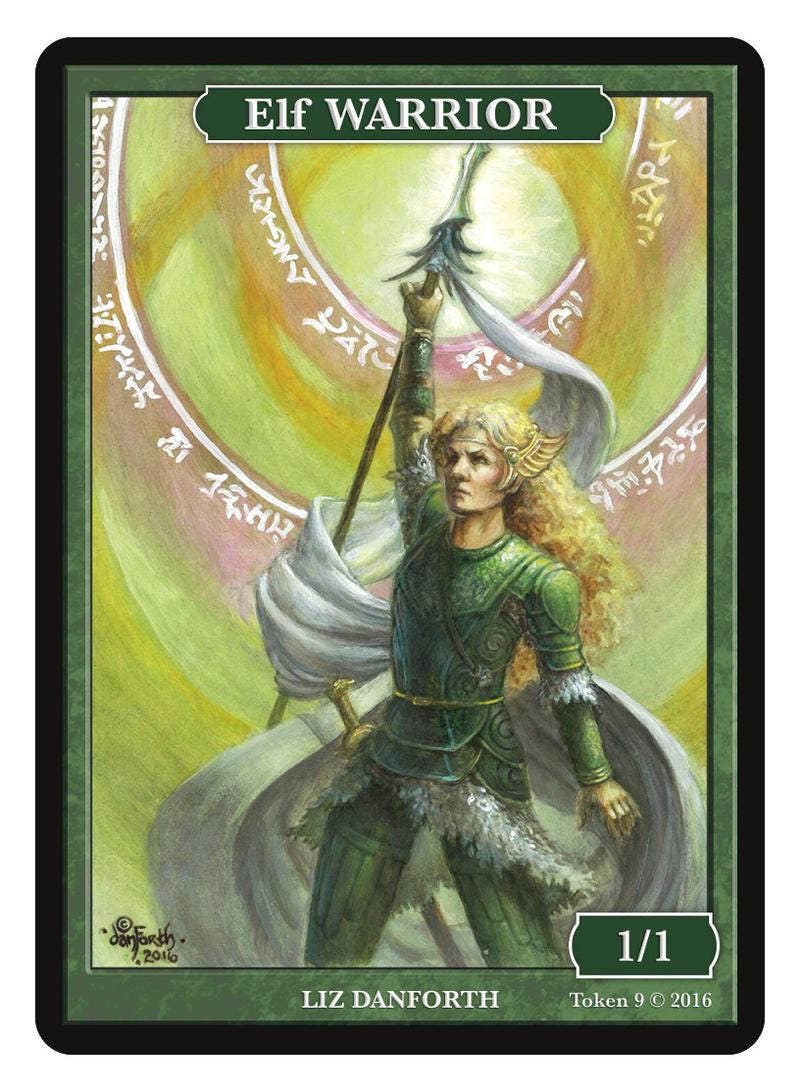 Elf Warrior Token Art by Liz Danforth Magic the Gathering - Etsy