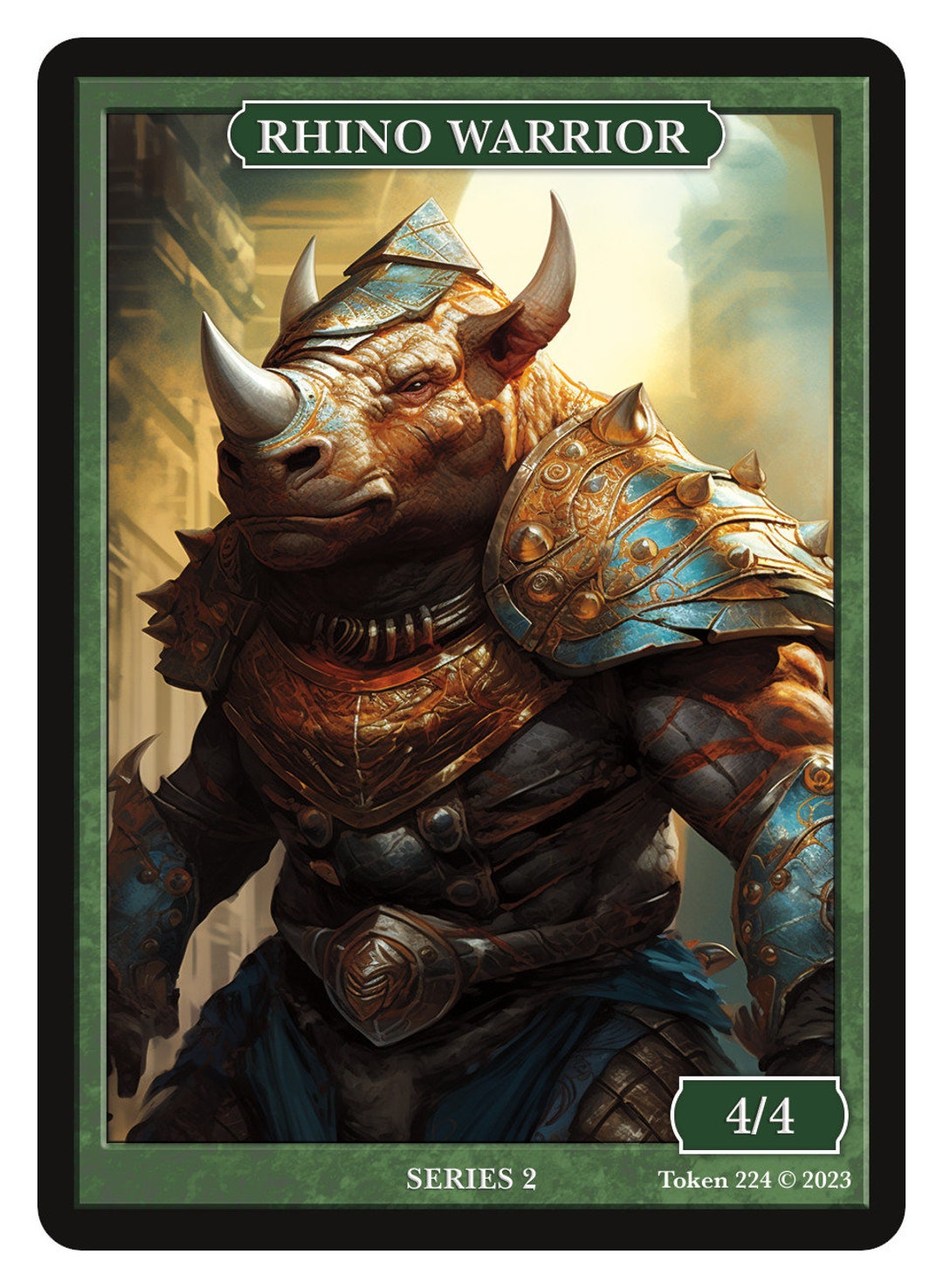 Rhino Warrior Token Series 2 of Givememana's Tokens Magic the Gathering ...
