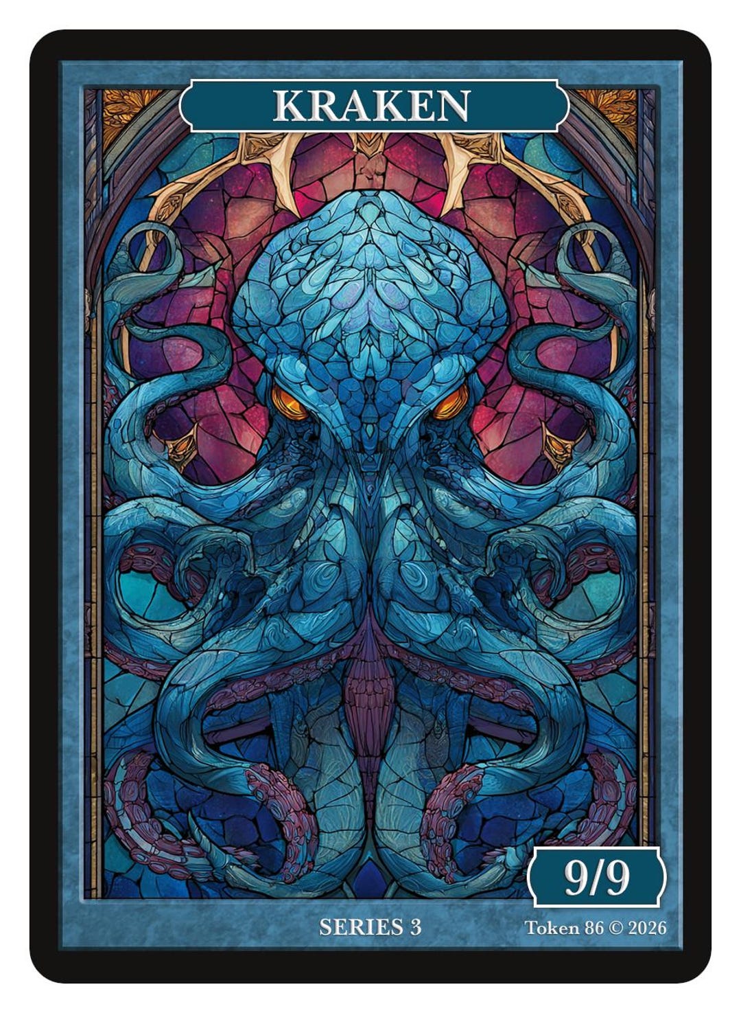 Kraken Token Stained Glass Magic the Gathering Givememana's Tokens ...