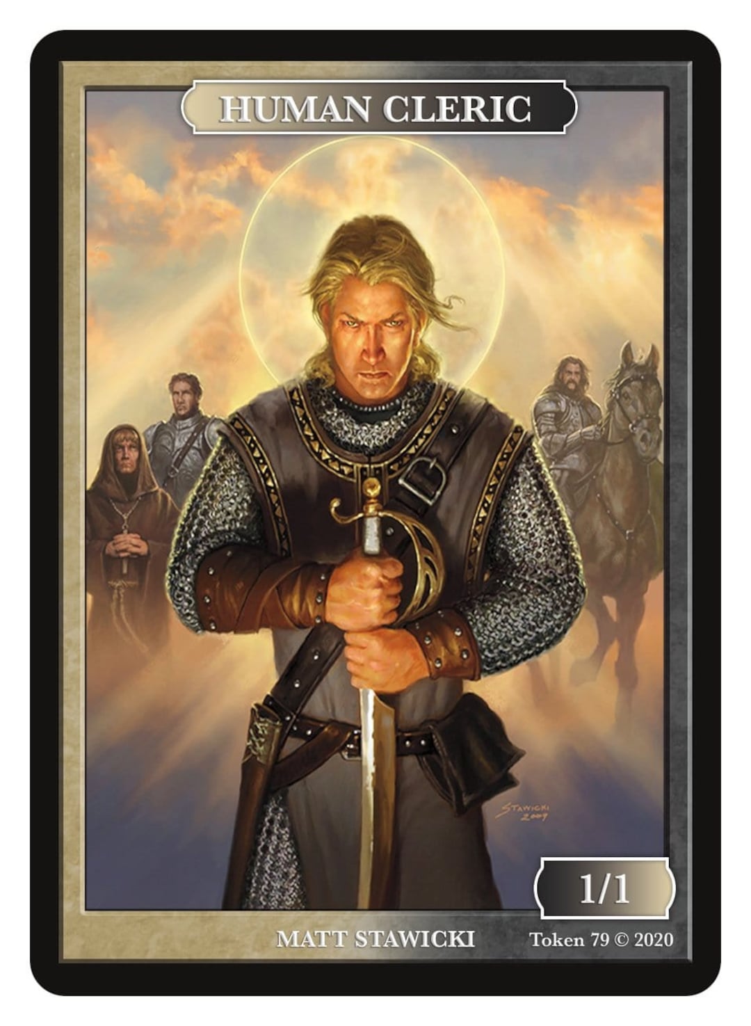 Human Cleric B/W 1/1 Token, Art by Matt Stawicki Magic the Gathering ...