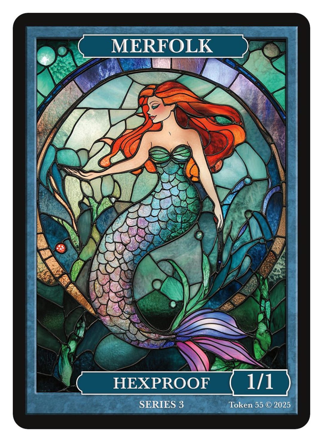 Merfolk Token STAINED GLASS SERIES 3 Magic the Gathering Givememana's Tokens Limited Edition - Etsy