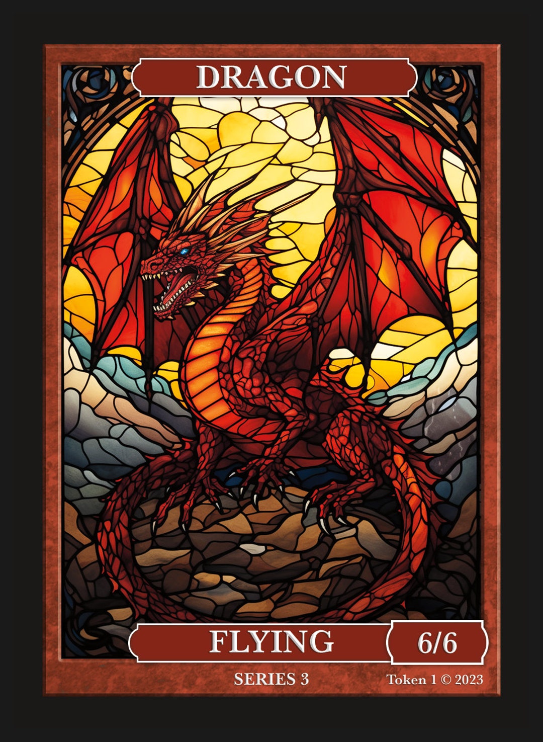 Dragon 6/6 Token STAINED GLASS SERIES 3 Magic the Gathering Givememana ...