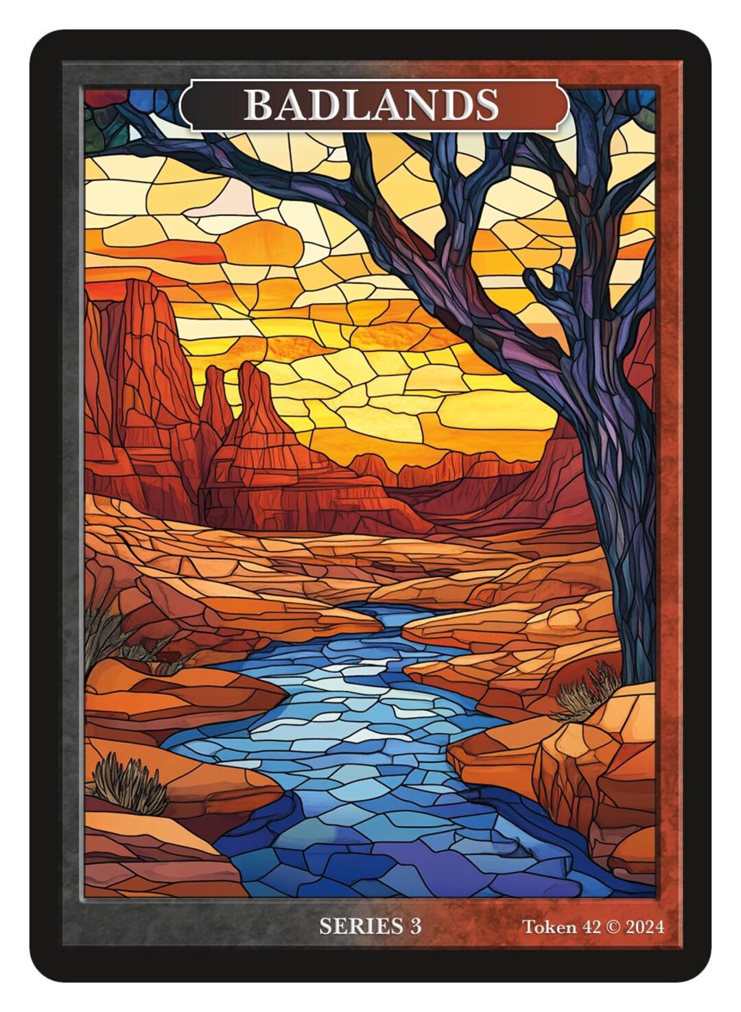 Badlands Token STAINED GLASS SERIES 3 Magic the Gathering Givememana's ...