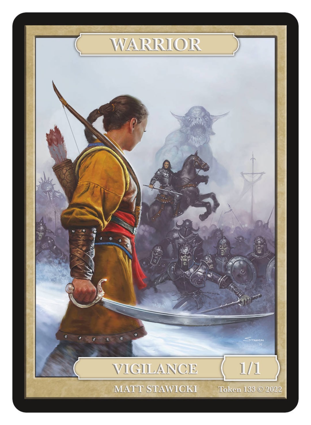 Warrior Token 1/1 Vigilance , Art by Matt Stawicki Magic the Gathering ...