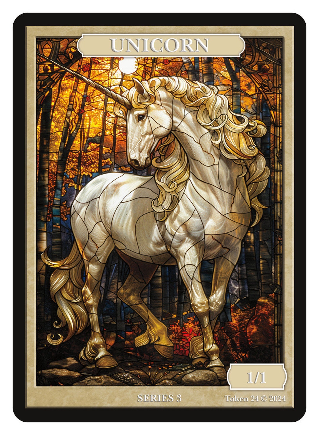 Unicorn Token STAINED GLASS SERIES 3 Magic the Gathering Givememana's ...