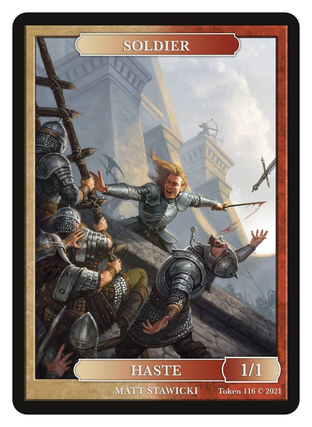 Soldier Token, 1/1 Haste Art by Matt Stawicki Magic the Gathering ...