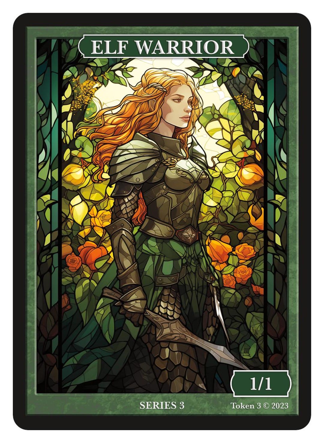 Elf Warrior Token STAINED GLASS SERIES 3 Magic the Gathering Givememana ...