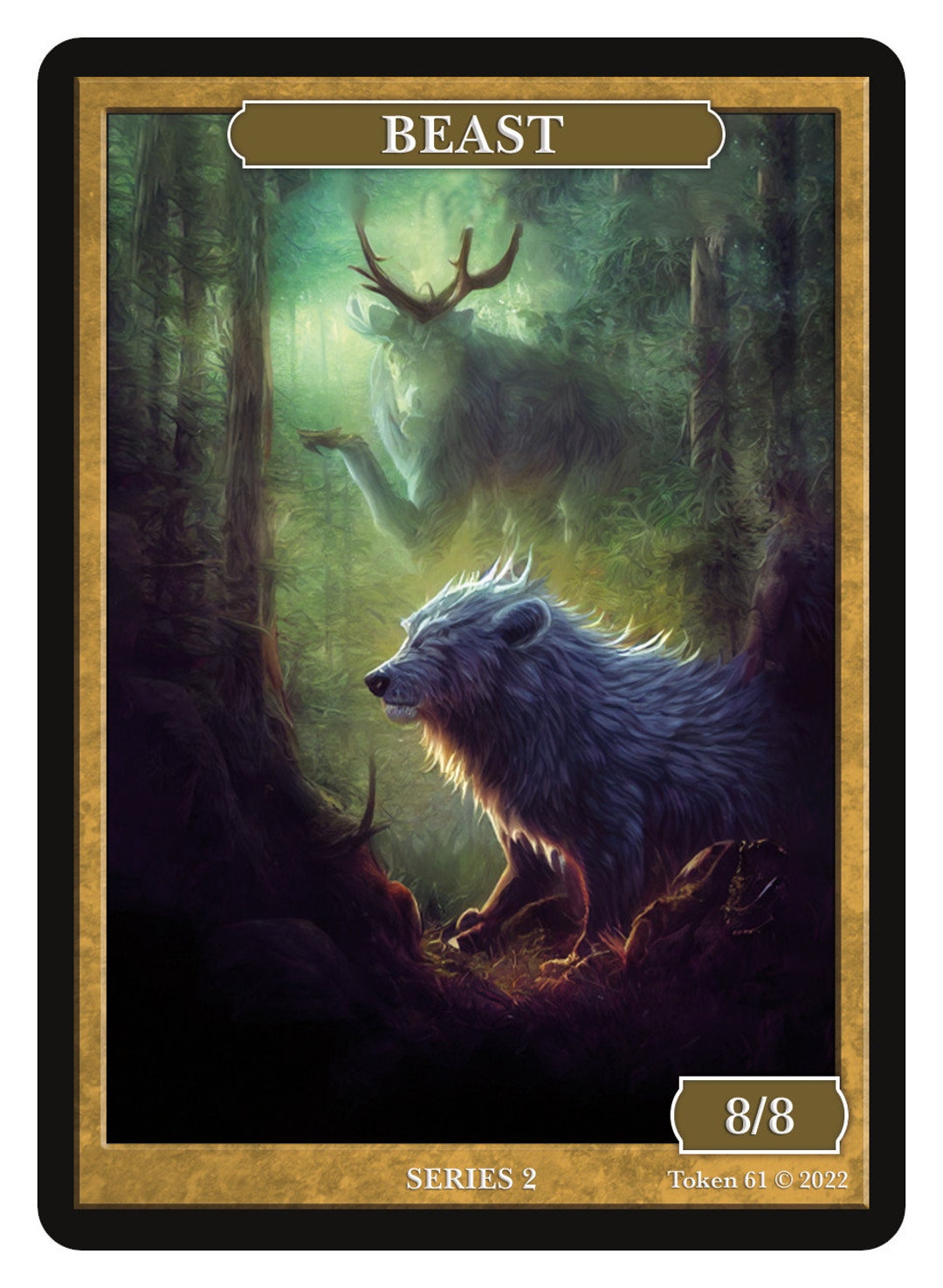 Beast Token 8/8 "godsire" Series 2 of Givememana's Tokens Magic the ...