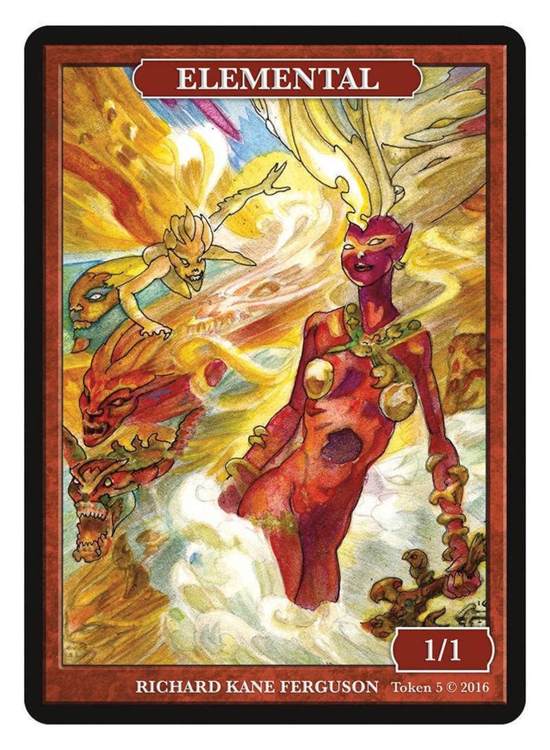 Elemental Token, Art by Richard Kane Ferguson Magic the Gathering ...