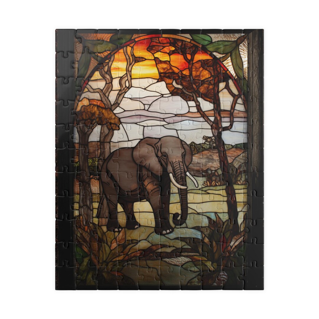 Elephant Token Stained Glass Jigsaw Puzzle - Etsy