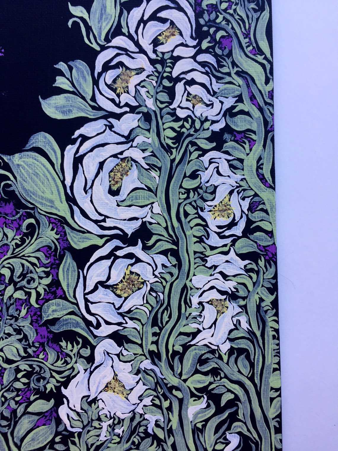 Hand Painted Floral Design Wall Art Flower Artwork Nature Painting Home ...