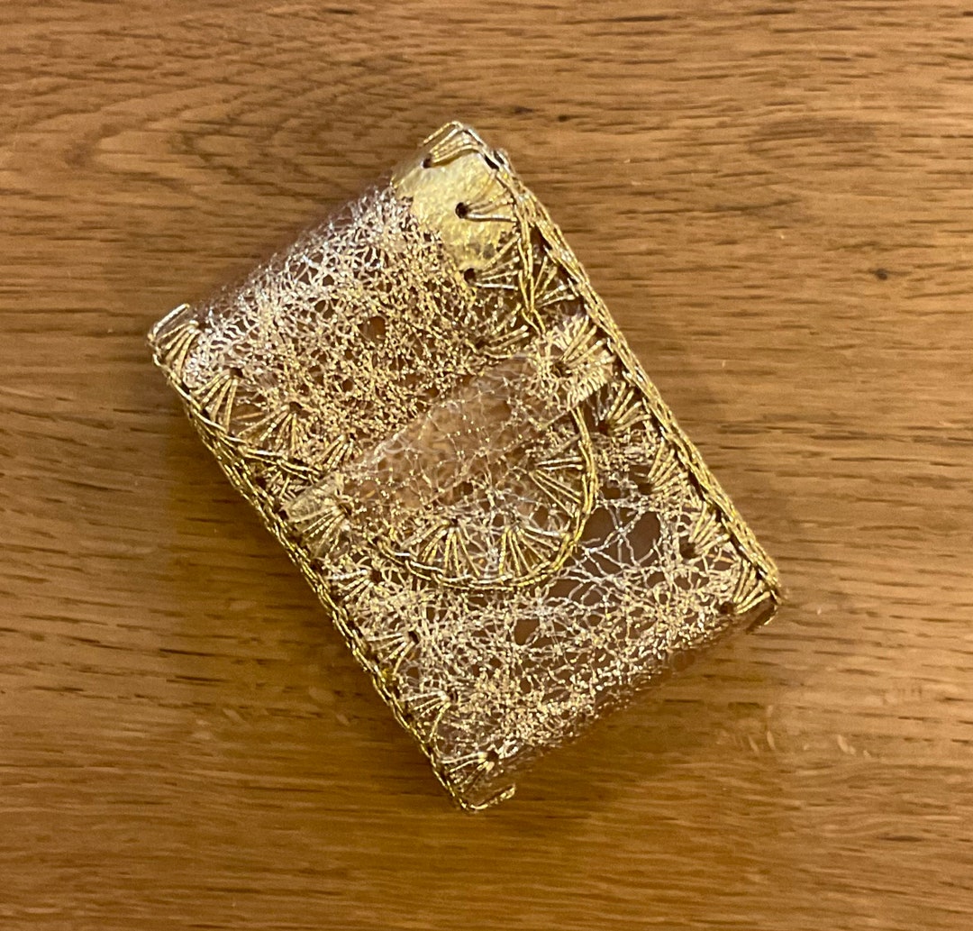 Vintage 1940s Cigarette Case: Soft Plastic, Gold Design, Beaded Edges ...