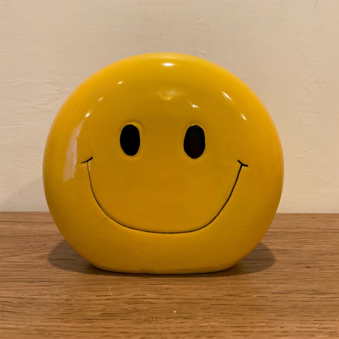 1970s Smiley Face Coin Bank Ceramic Piggy Bank Cheer up Gift 1970s Home ...