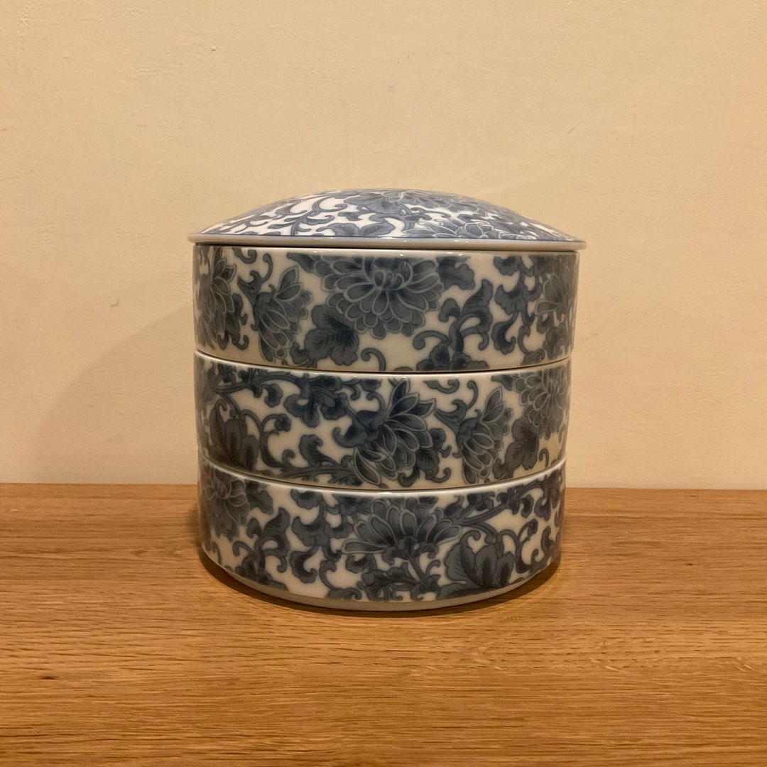 Blue & White Ceramic Stacking Bowls With Lid by the Toscancy Collection ...