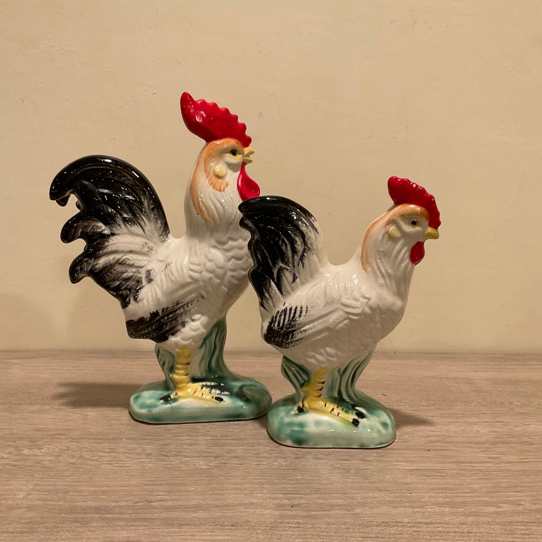 Vintage Ceramic Rooster and Hen Figurines by Royal Sealy Made - Etsy