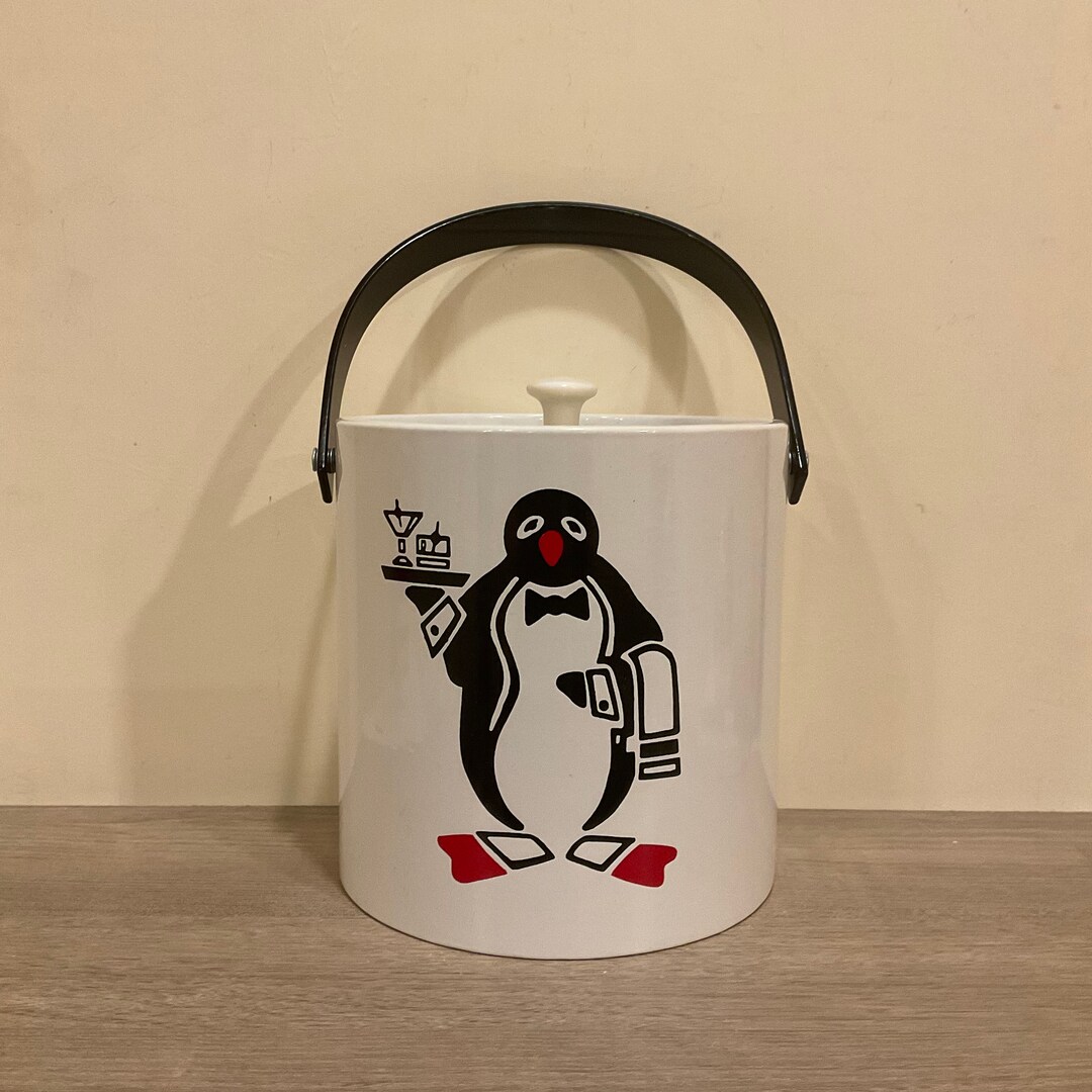 Vintage Vinyl Covered Penguin Ice Bucket With Lid and Handle Penguin ...