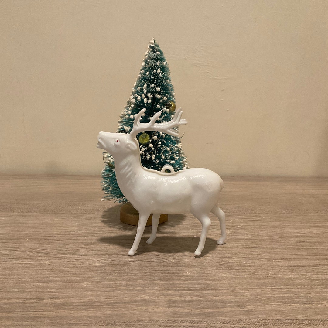 Vintage 1950’s Hard White Plastic Reindeer Decoration and Ornament ...