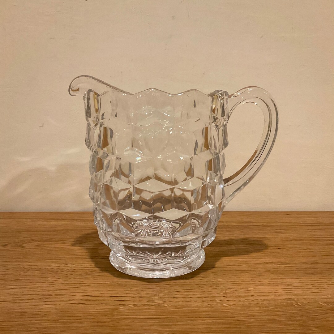 Vintage Fostoria Cube Glass Pitcher: Optical Illusion Design - Etsy