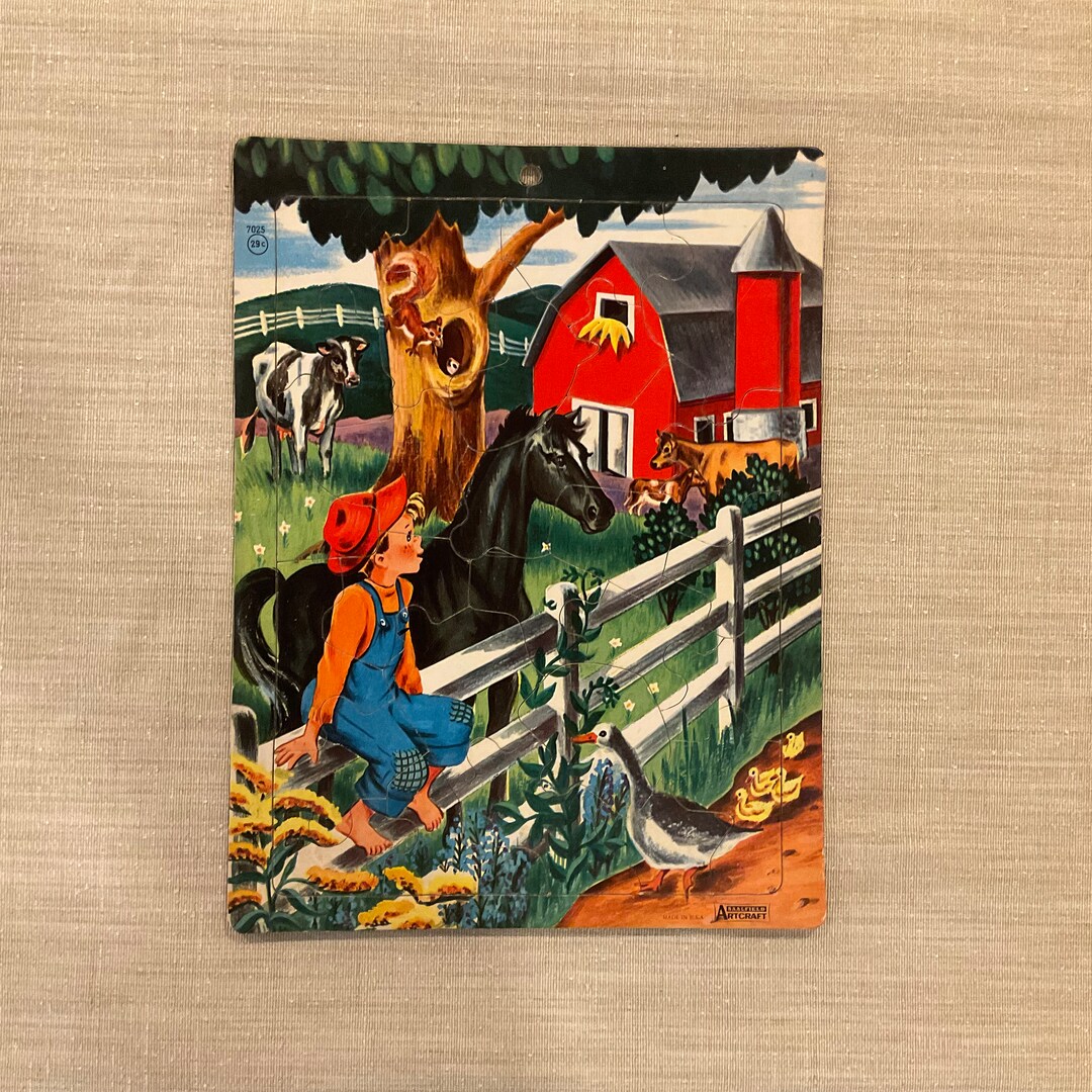 Vintage Saalfield Artcraft Children’s Farm Jigsaw Puzzle # 7025 With ...