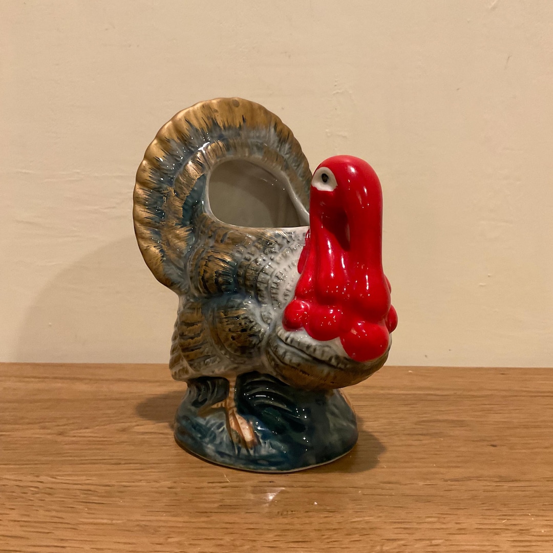 Vintage Ceramic Turkey Planter Made in Japan Thanksgiving Table Decor ...