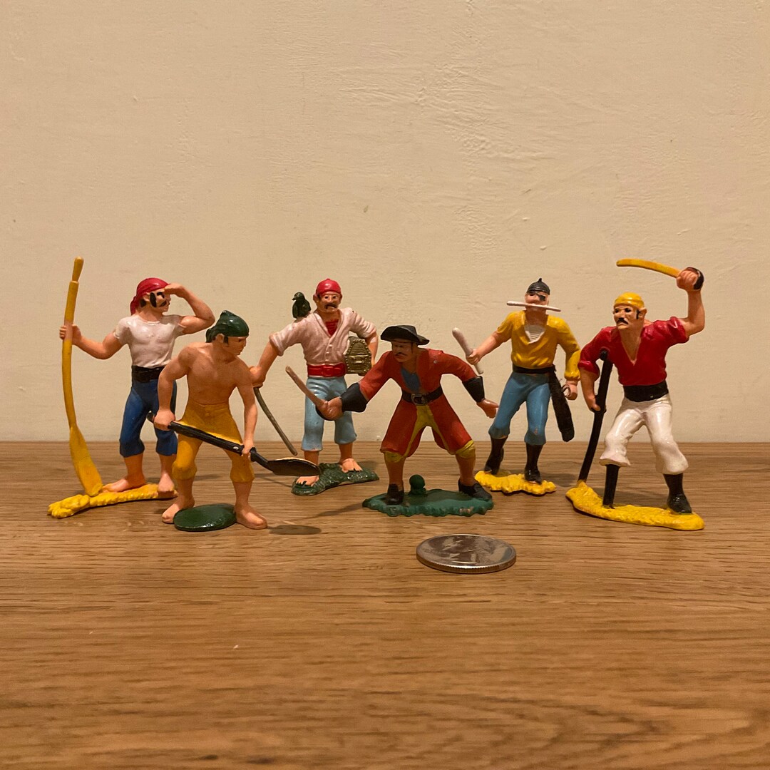 Set of 6 Vintage Marx Miniature Plastic Pirate Figurines Made in ...